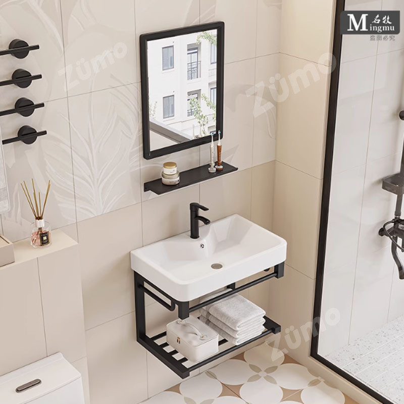 Bathroom Mirror Wash Basin Cabinet Combination Wall Mounted Ceramic ...