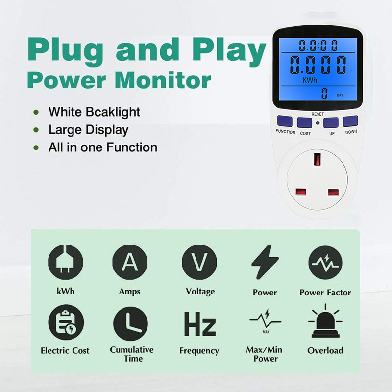 Household Energy Saving Electricity Usage Monitor Plug Power Meter ...