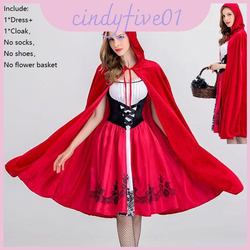 Enchanting Women Halloween Cosplay Witch Sorceress Dress Inspired By Little Red Hood Riding ...