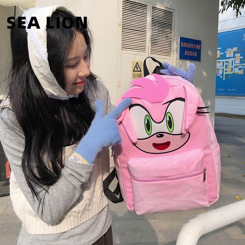 [Zipper Closure] SEA LION Sonic the Hedgehog Amy Rose Sonic Pink Plush ...