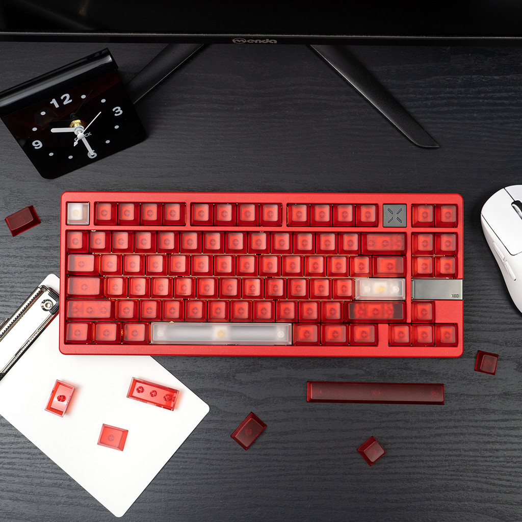 Foggy Transparent Keycaps White / Red Blanks Cherry Profile 151 Keycap ...