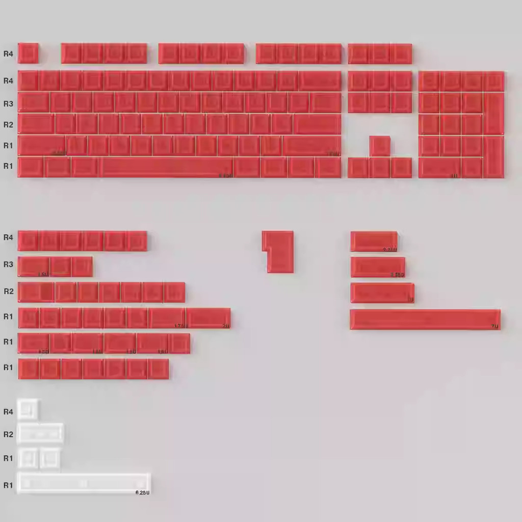 Foggy Transparent Keycaps White / Red Blanks Cherry Profile 151 Keycap ...