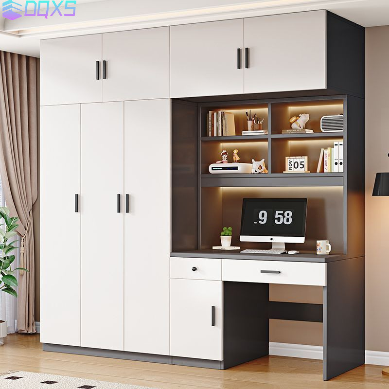Free Installation Desk Wardrobe Integrated Combination All-solid Wood ...