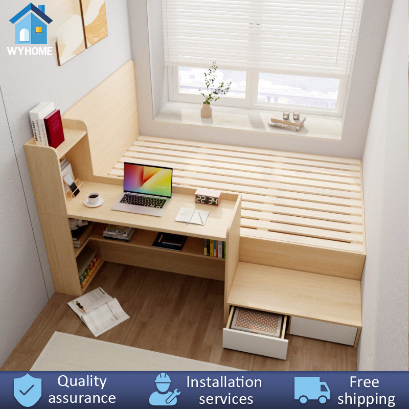 WY Combination Bed Tatami Bed Small Apartment With Desk High Box ...