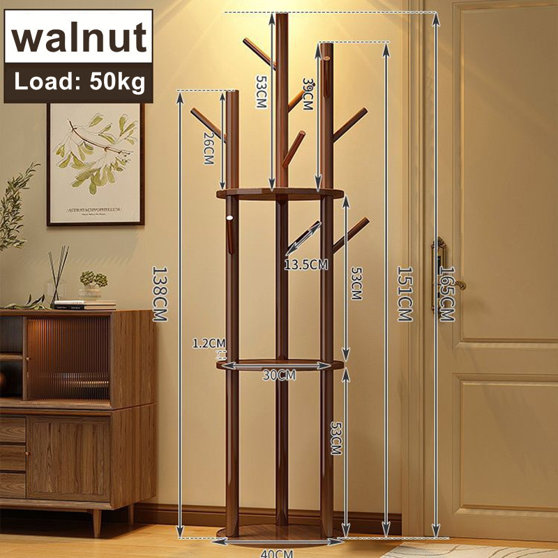Solid Wood Triangle Clothes Hanger Floor Coat Rack Stand Bedroom Drying ...