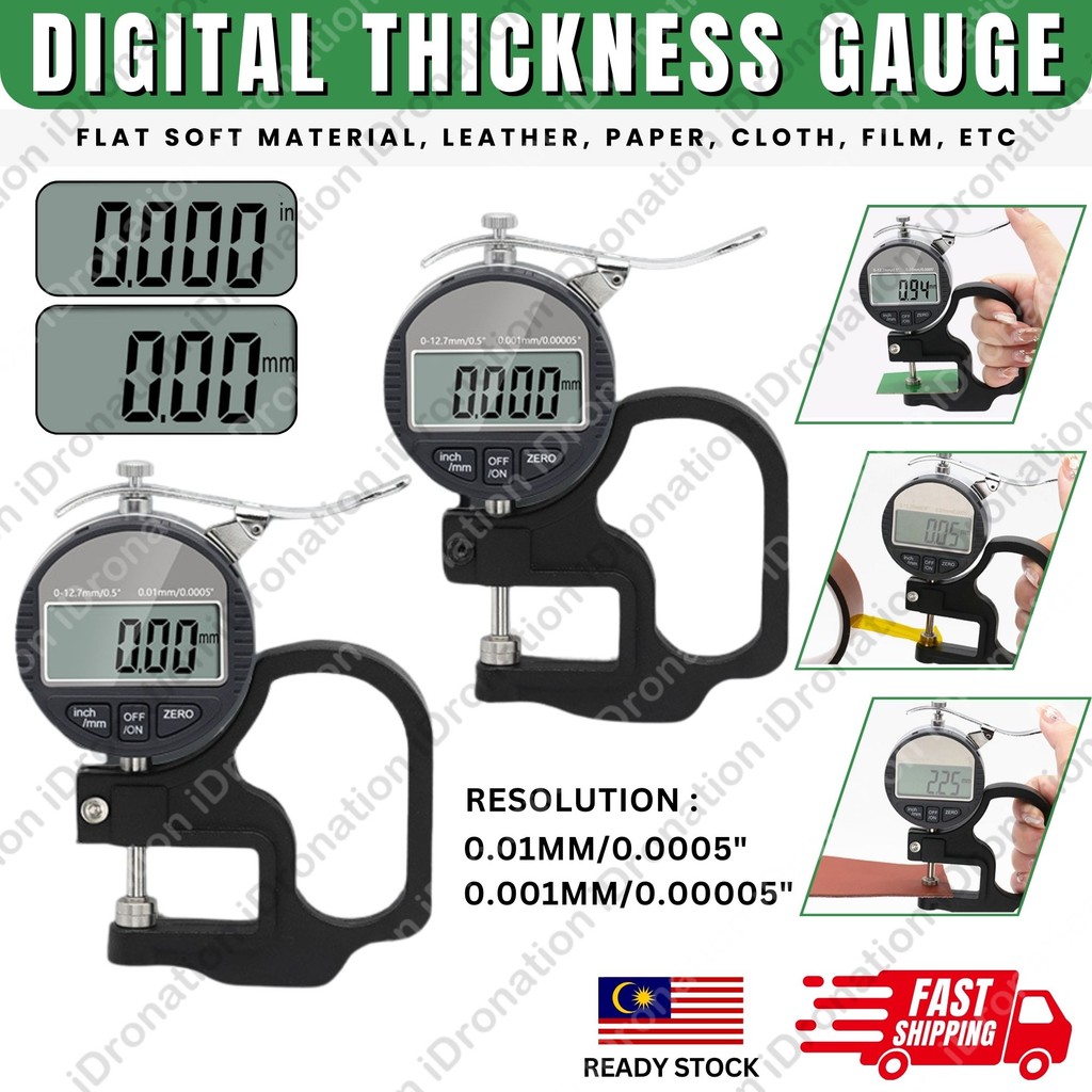 Digital Thickness Gauge Percent Thousandth Micrometer Accuracy LCD ...
