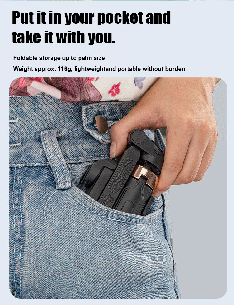 3 in 1 Quadruped 360 Degree Rotating Mini Selfie Stick Travel Remote ...