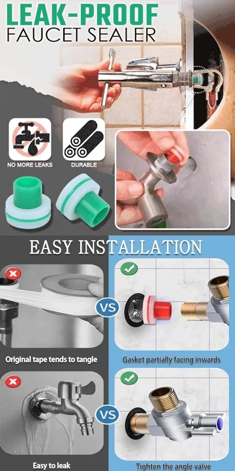 10/20pcs Thread Leak-Proof Faucet Gasket - Faucet Valve Sealing Ring ...