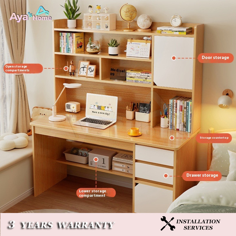 Study Table With Bookshelf With Bookcase Computer Desk Table Bookshelf ...