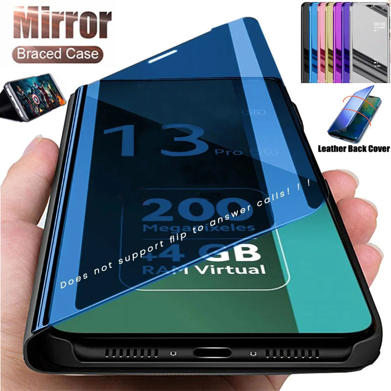 Mirror Leather Cases For Xiaomi Redmi Note 13 12 11 10 9 8 Pro Plus ...