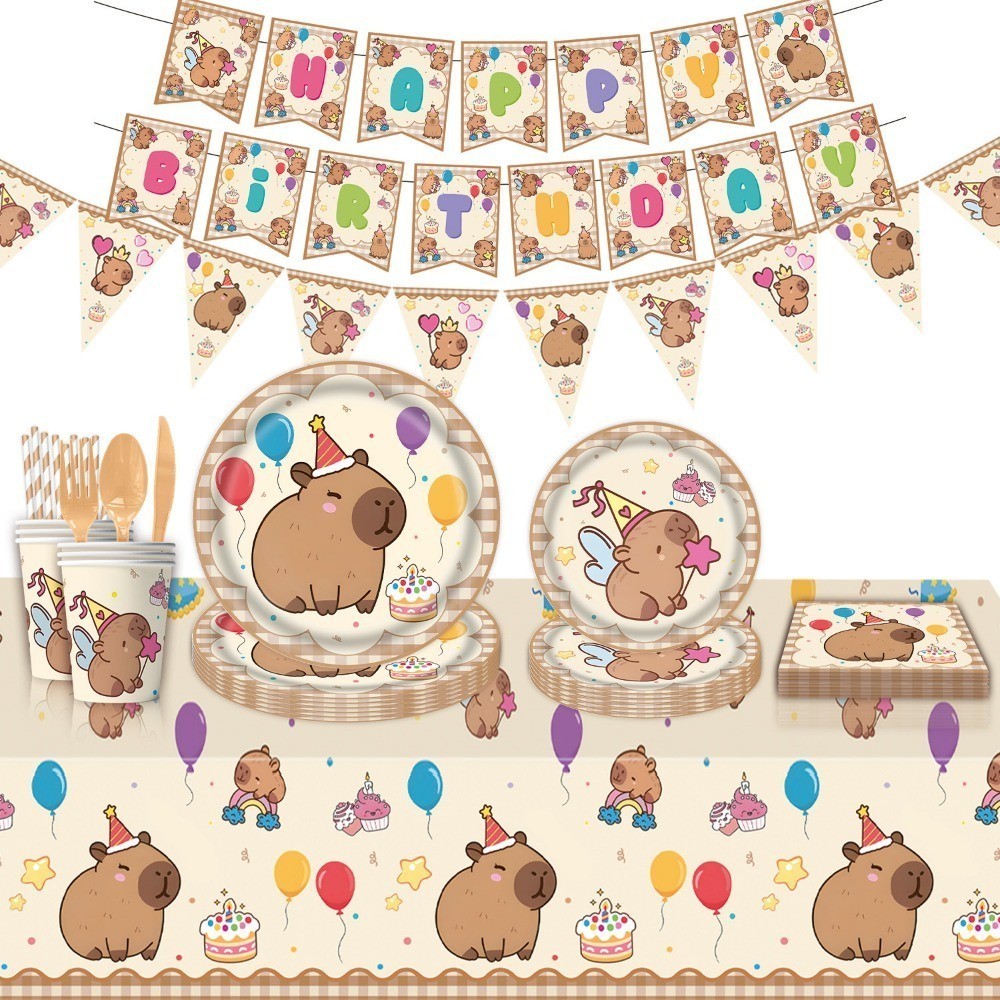 Capybara Birthday Decoration Party Disposable Tableware Capibara Plate ...