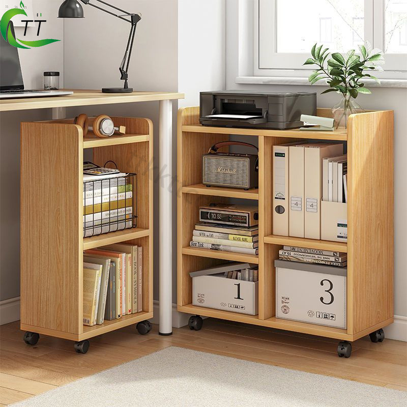TTCC Bookshelf With Wheels Removable Under Desk Small Office Desk Side ...