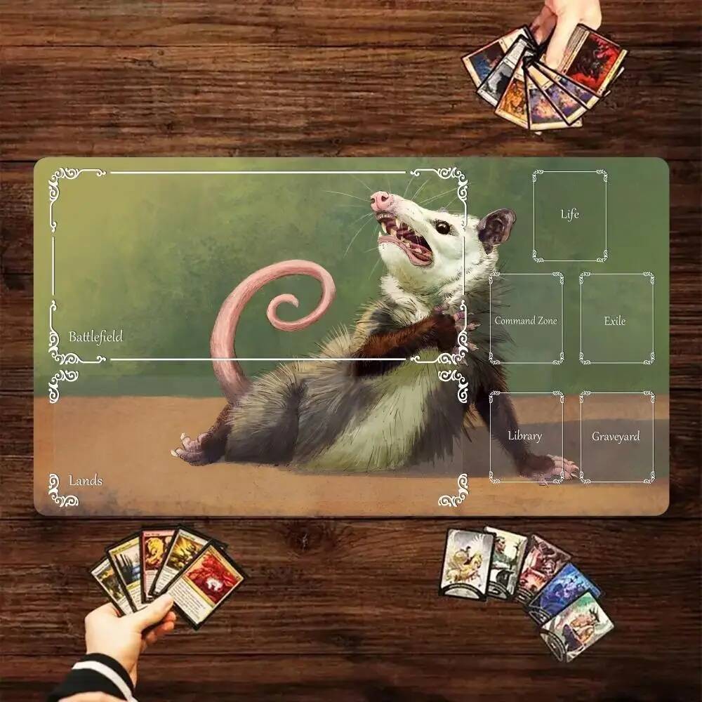 Magic card playmat with zones mtg Playmat Strange fantasy mouse design ...