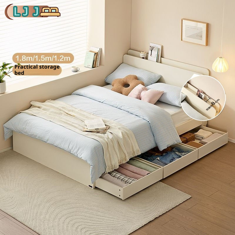 Modern Simple Bed Small Bedroom Bed Frame Children's Room Storage ...