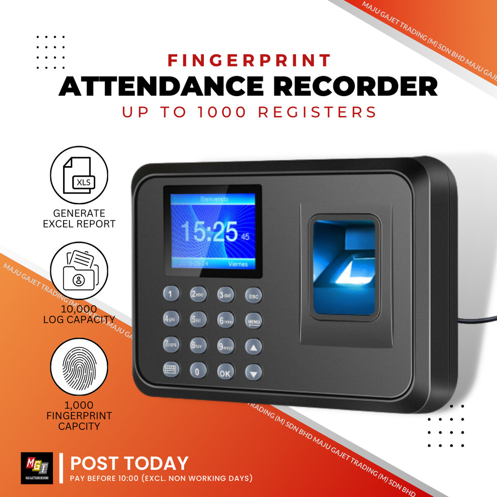 Thumbprint Attendance Machine Thumb Print Mesin Punch Card Fingerprint ...