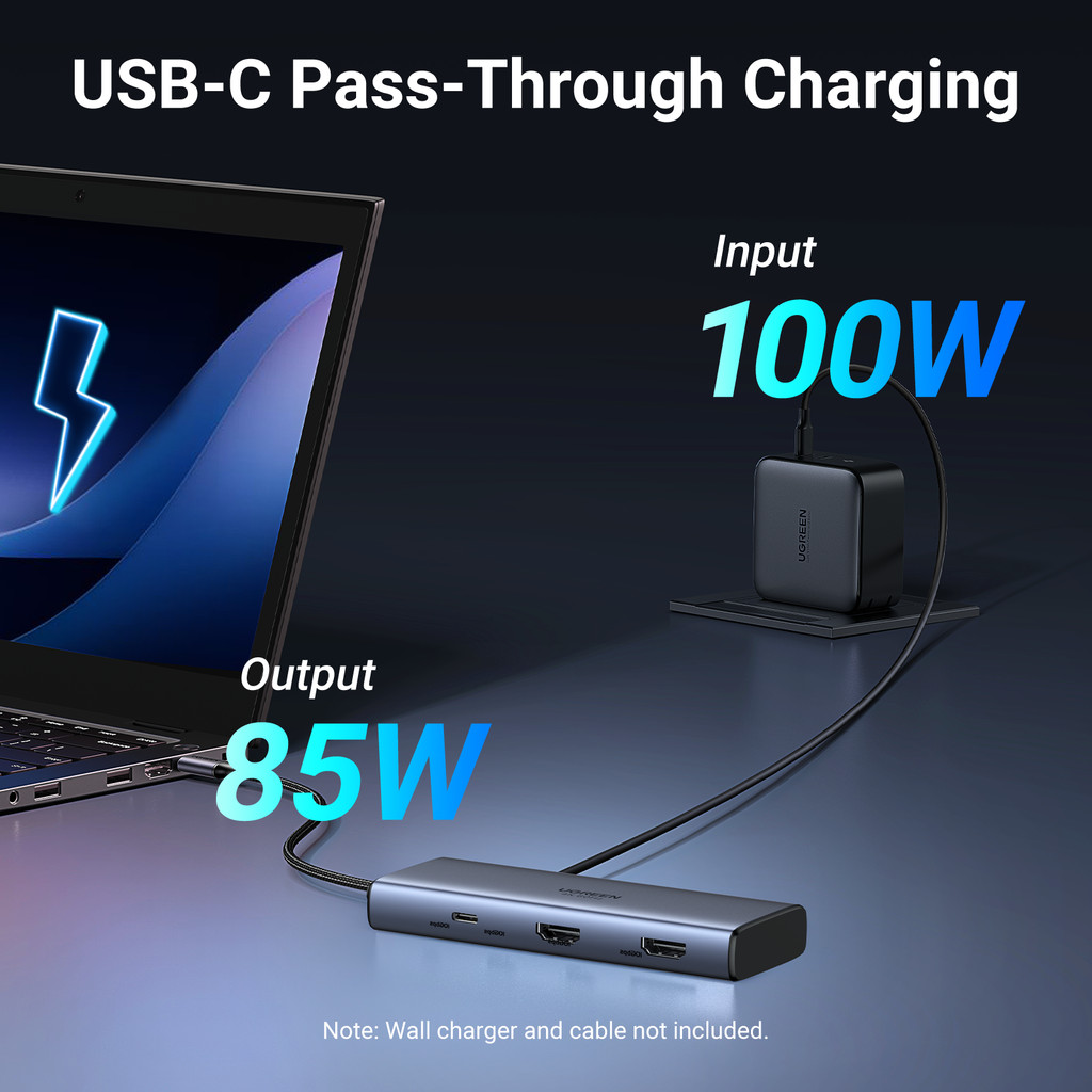 UGREEN Dual Monitor USB C Hub 7 in 1 Dock Dual HDMI 4K60Hz Single 100W ...