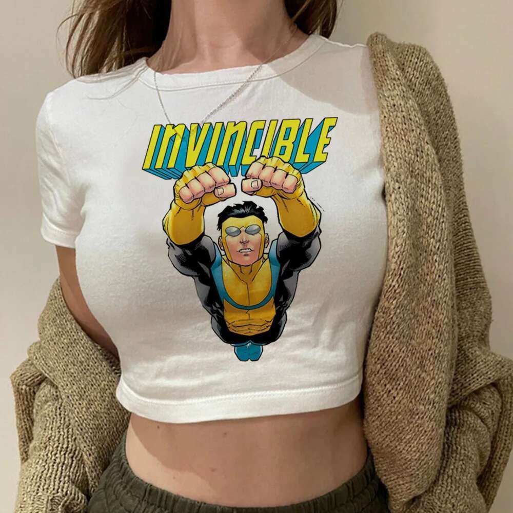 Invincible crop top Slim Fit Cute Fairy Aesthetic summer y2k gothic gyaru babydoll woman tees ...