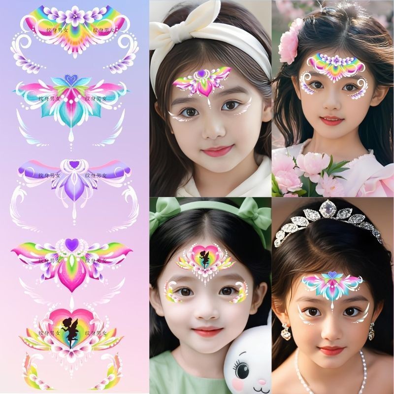 Princess Aisha Forehead Stickers Rainbow Butterfly Flower Children Cute ...