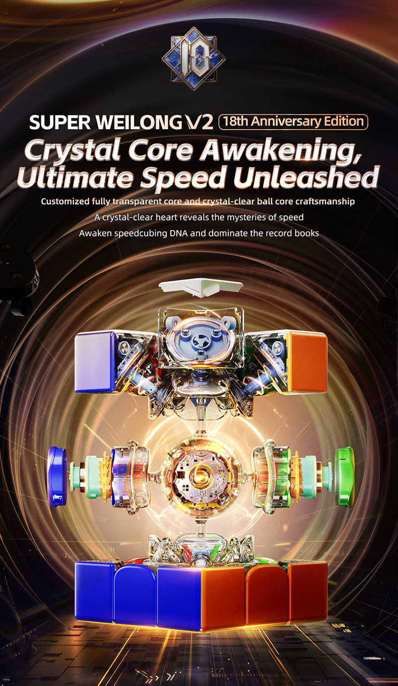 MOYU Super Weilong 3x3 V2 18th Anniversary Edition AI 3x3 Maglev Magic Speed Cube Weilong V2M ...