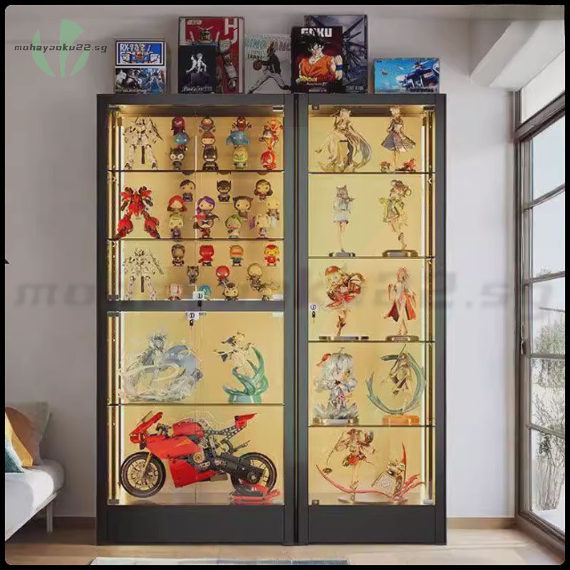 Display Cabinet Glass Door Figurine Display Cabinet Adjustable Layer ...