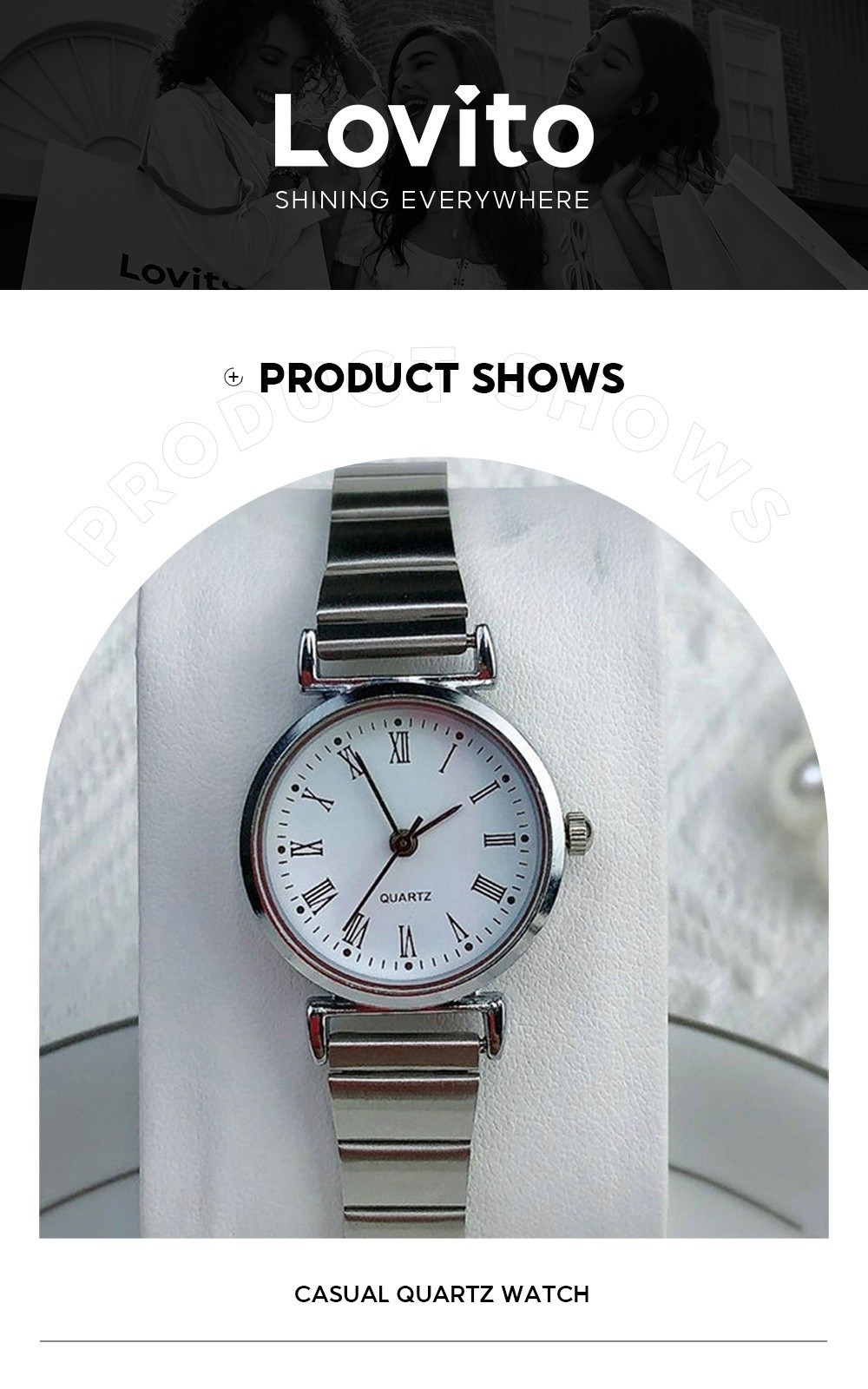 Lovito Casual Quartz Watch Plain Texture Metal Digital Quartz High ...