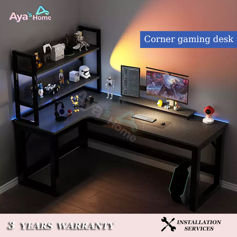 Study Table Corner L Shape Computer Gaming Carbon Fibre Office Desk ...