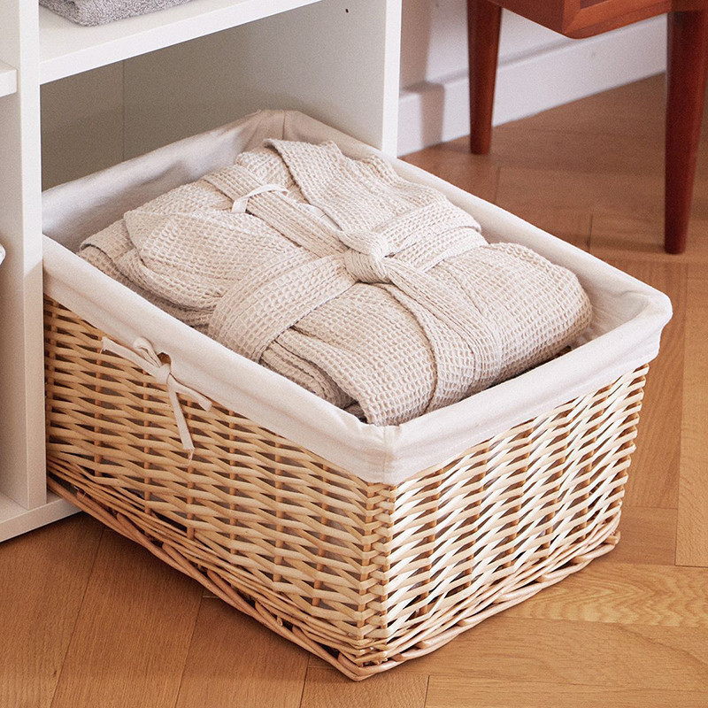 Handmade Storage Basket Simple Wicker Storage Box with Removable Lining ...
