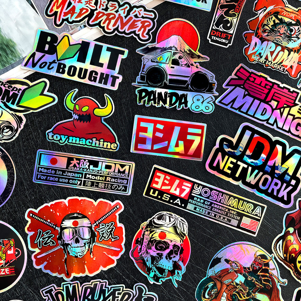 40PCS/bag JDM japanese Laser stickers for motorcycle Car waterproof ...