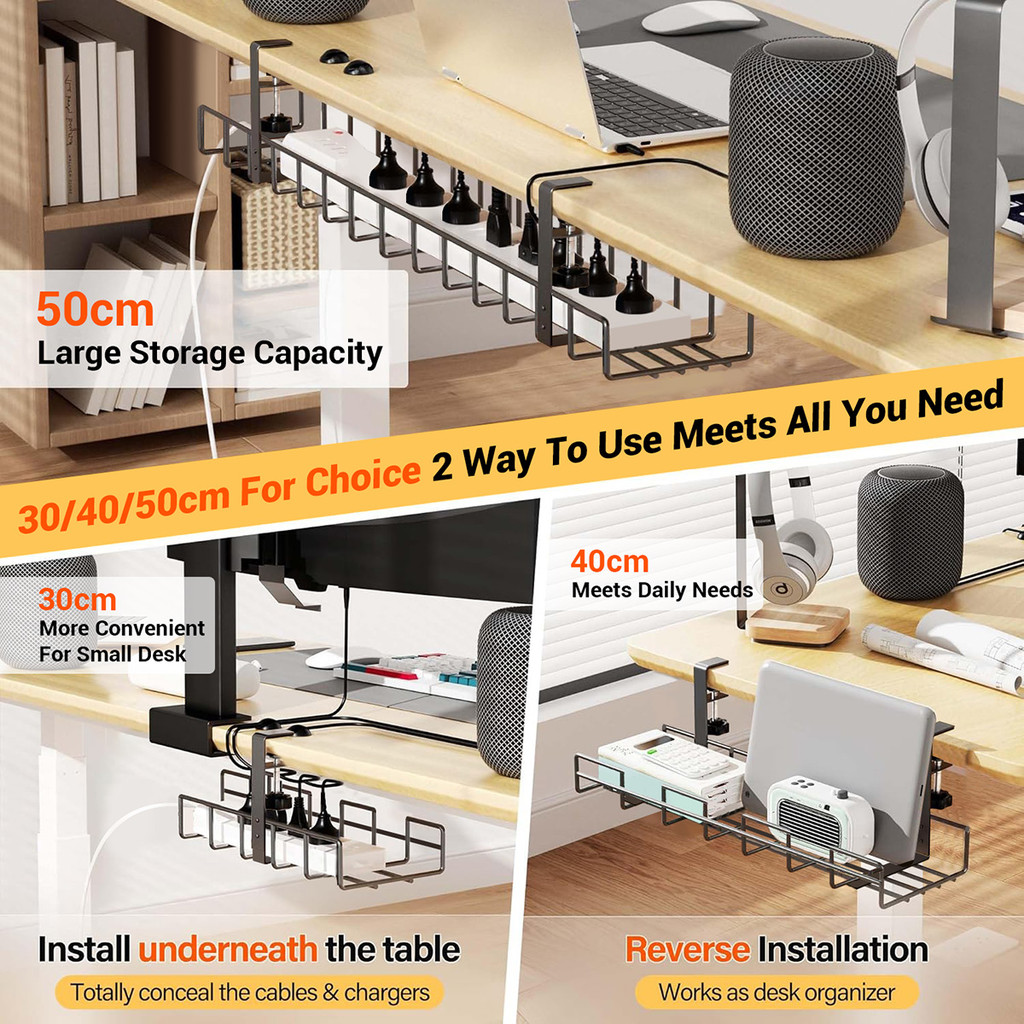 Under Table Wire Organizer Cable Manager Extension Holder Desktop ...