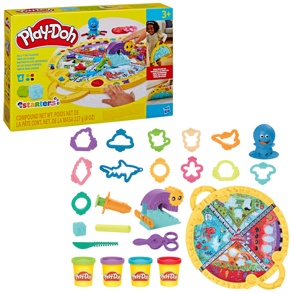 Play-Doh Fold & Go Playmat Starter Set: 19 Accessories & Multicolor ...