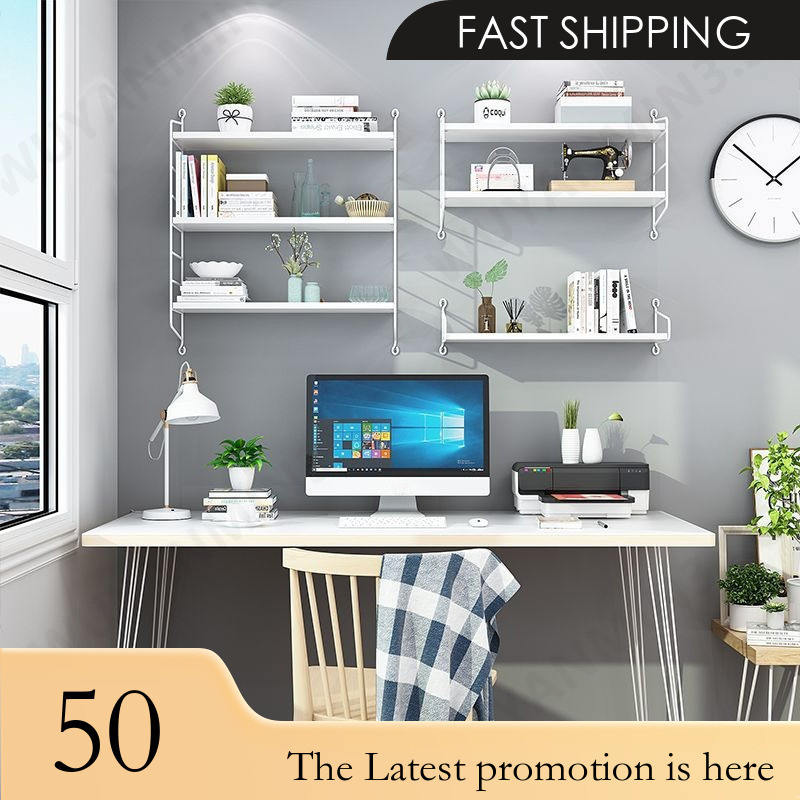 Wall Shelves Book Shelf With Straight Partitions Hanging Rack Wooden ...