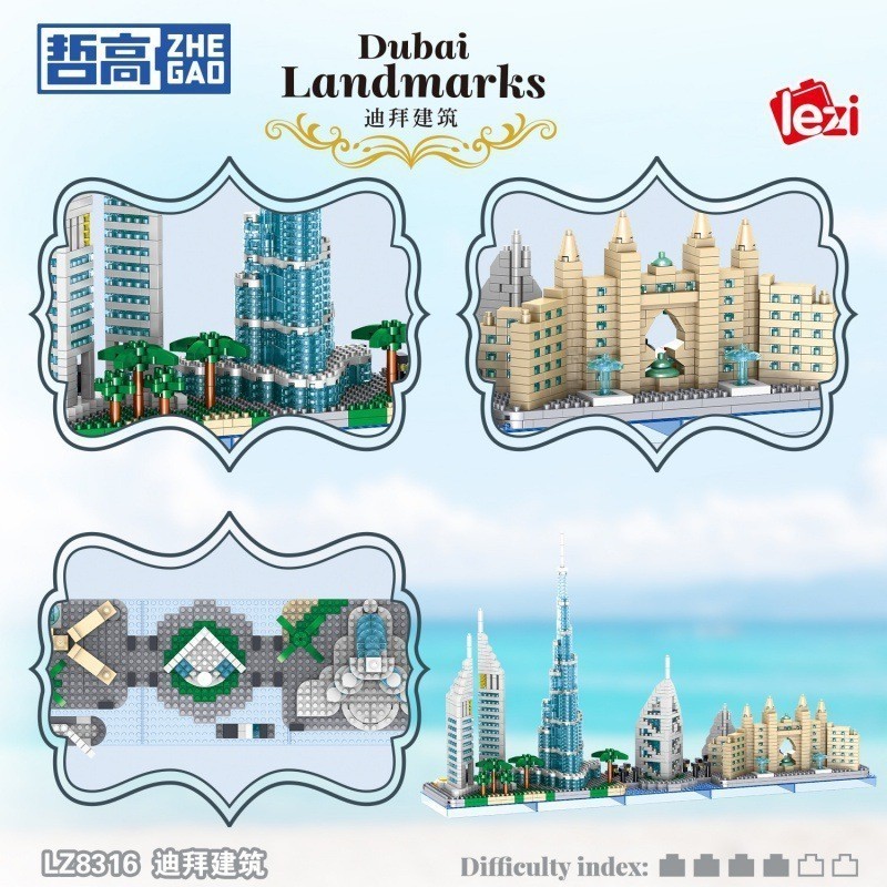 LEZI Mini Blocks Zhegao City Landmark Skyline Building Micro Bricks DIY ...