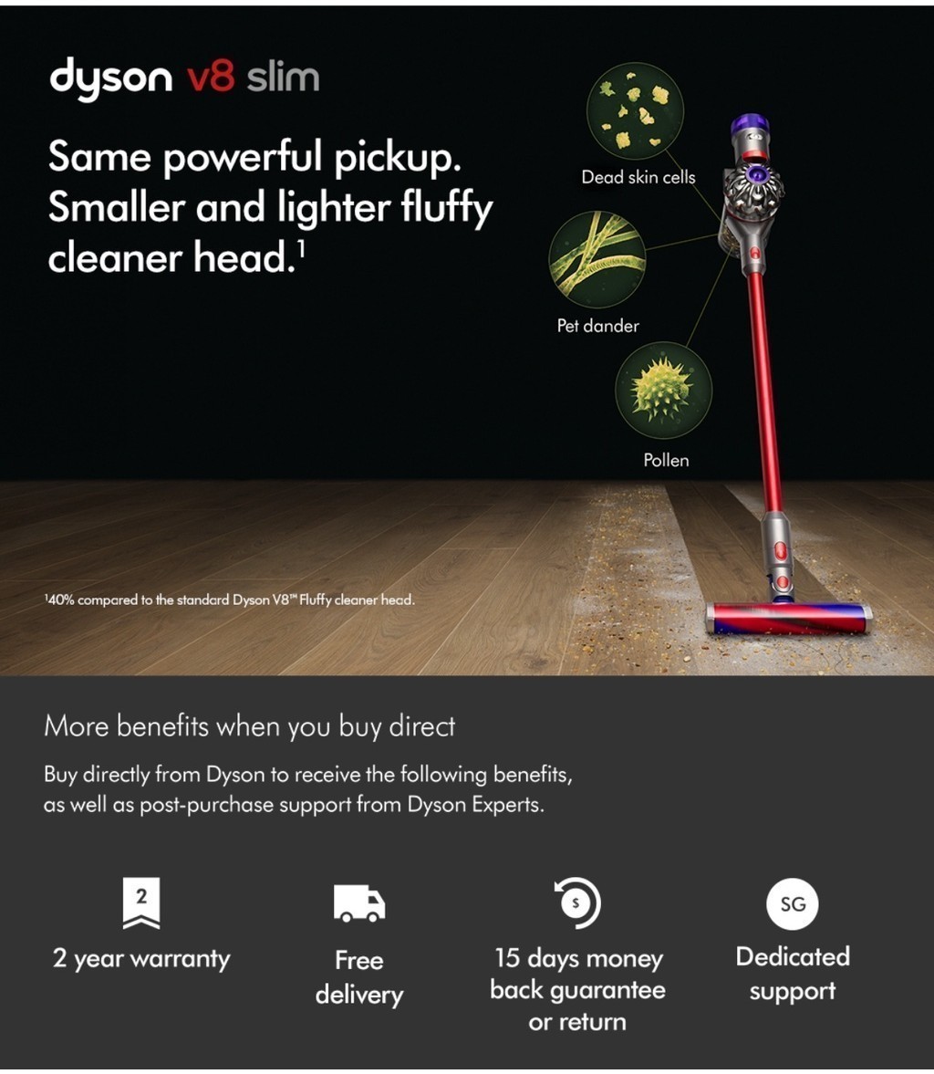 Dyson V8 Slim ™ Fluffy Cordless Vacuum Cleaner | Compact, Powerful ...