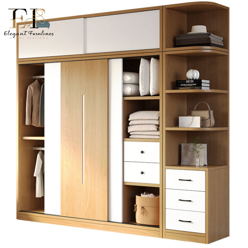 EF Wardrobe Simple Modern Sliding Door Bedroom Solid Wood Wardrobe ...