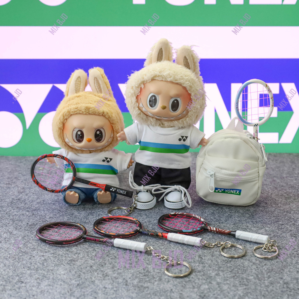 17cm Labubu clothes Labubu badminton sportswear + badminton racket ...