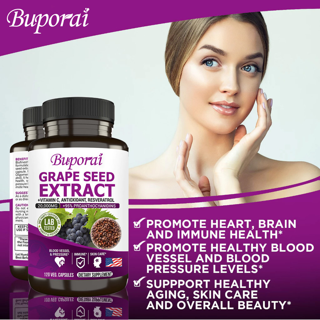 Grape Seed 20000mg Extract Supplement - Grapeseed 95% Polyphenols OPC ...