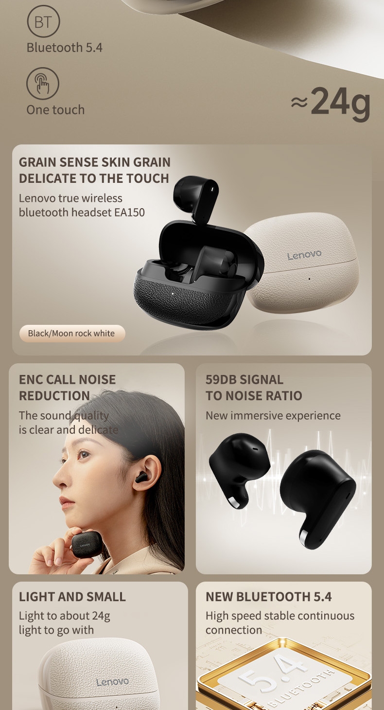 Lenovo Earbuds EA150 Bluetooth Wireless Earbuds TWS In Ear Short Handle ...