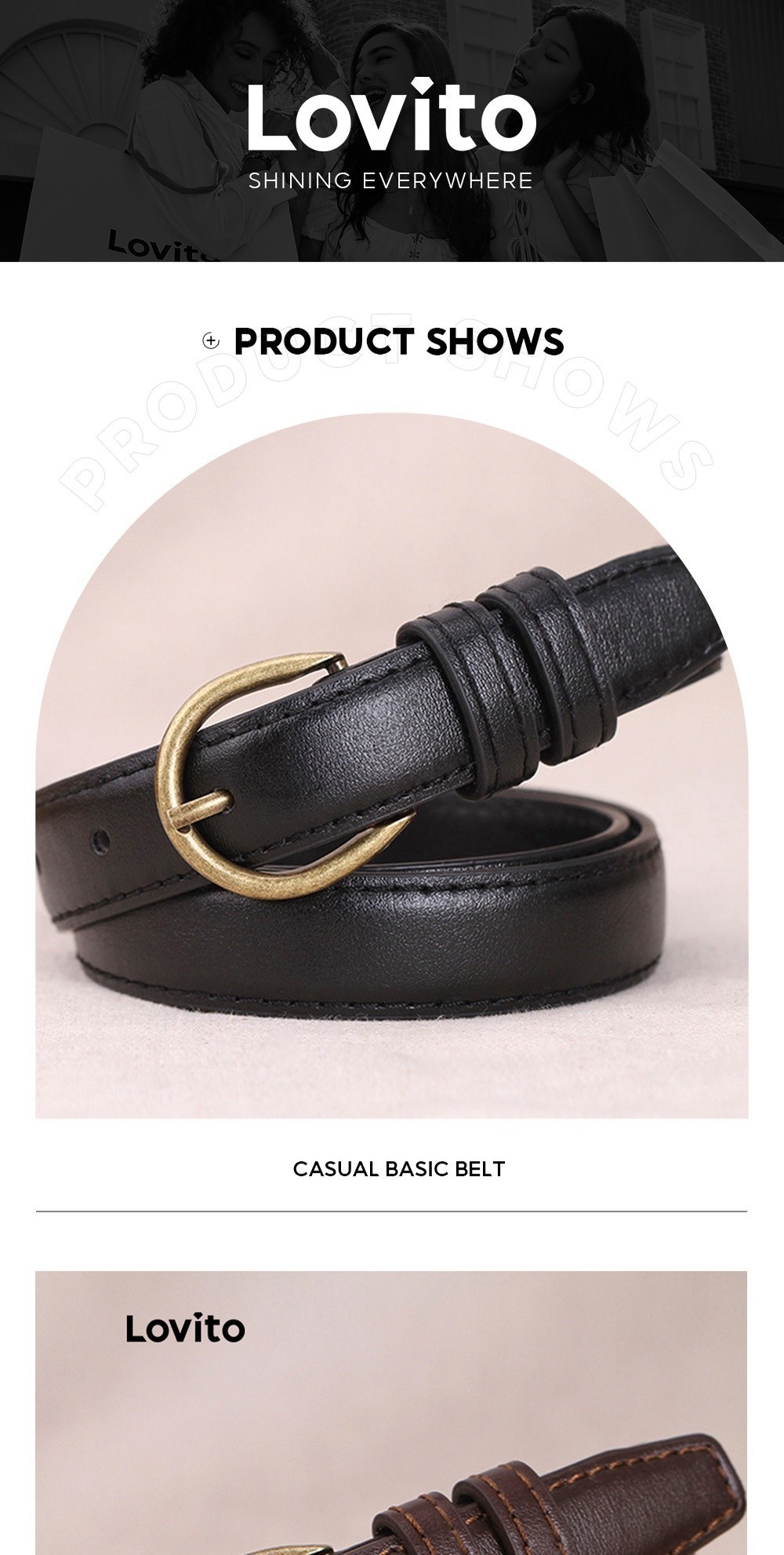 Lovito Casual Belt Plain Basic Porous Belt for Women L38ED011 | Shopee ...