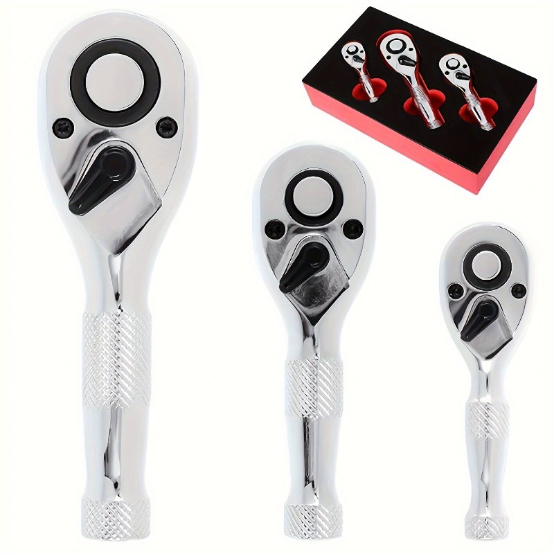 DIY 3-Piece Short Ratchet Wrench Set, 72-Tooth Short Handle Repair Tool ...
