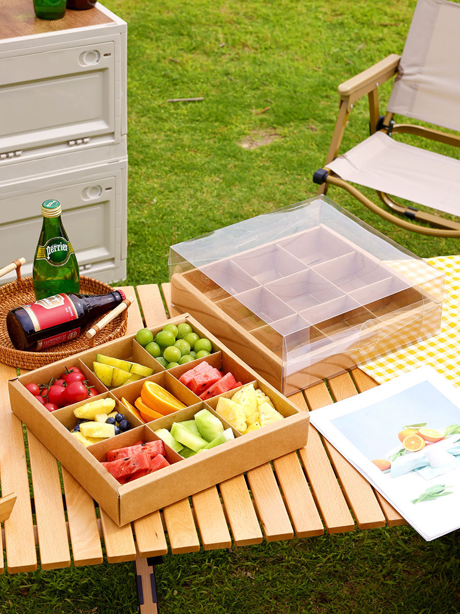 Nine-grid Picnic Box Bento Fruit Hotpot Disposable Packing Platter ...