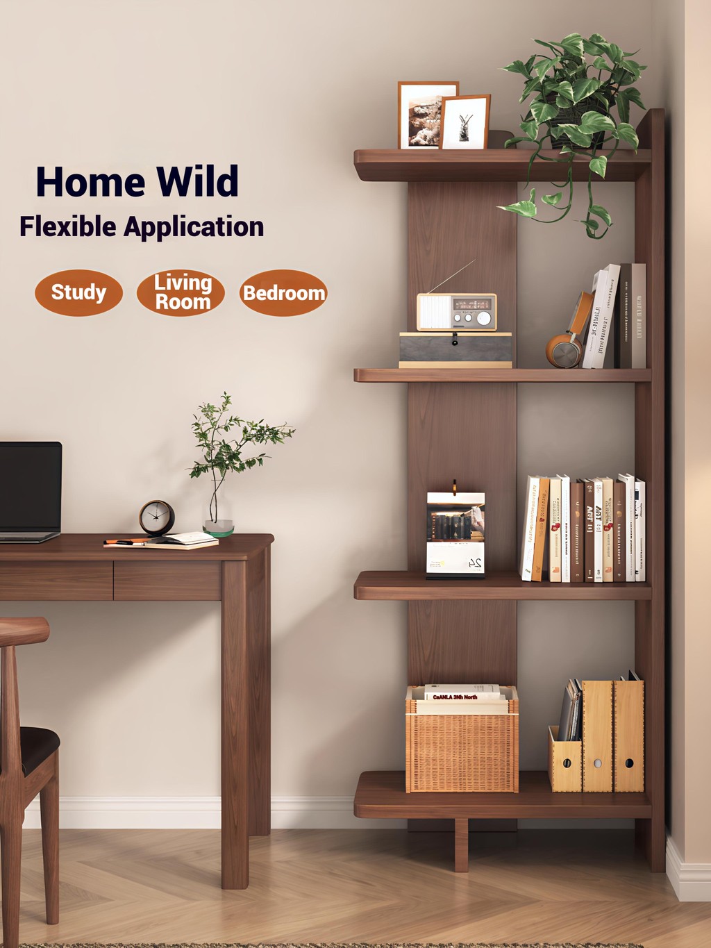 Rak Buku Serbaguna 5 Tiers Corner Bookshelf Livingroom Storage Cabinet ...