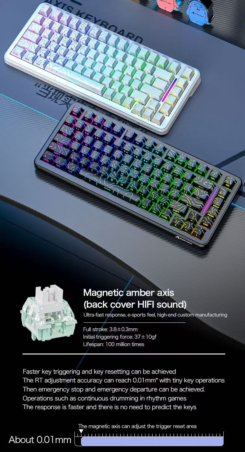 ATTACK SHARK X82 PRO Wireless 3 Mode Mechanical Keyboard Magnetic ...