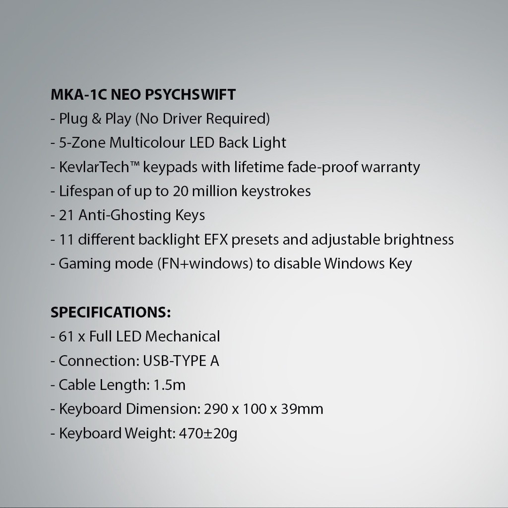 Armaggeddon MKA-1C Neo 60% Mechanical Gaming Keyboard | 61 Key ...