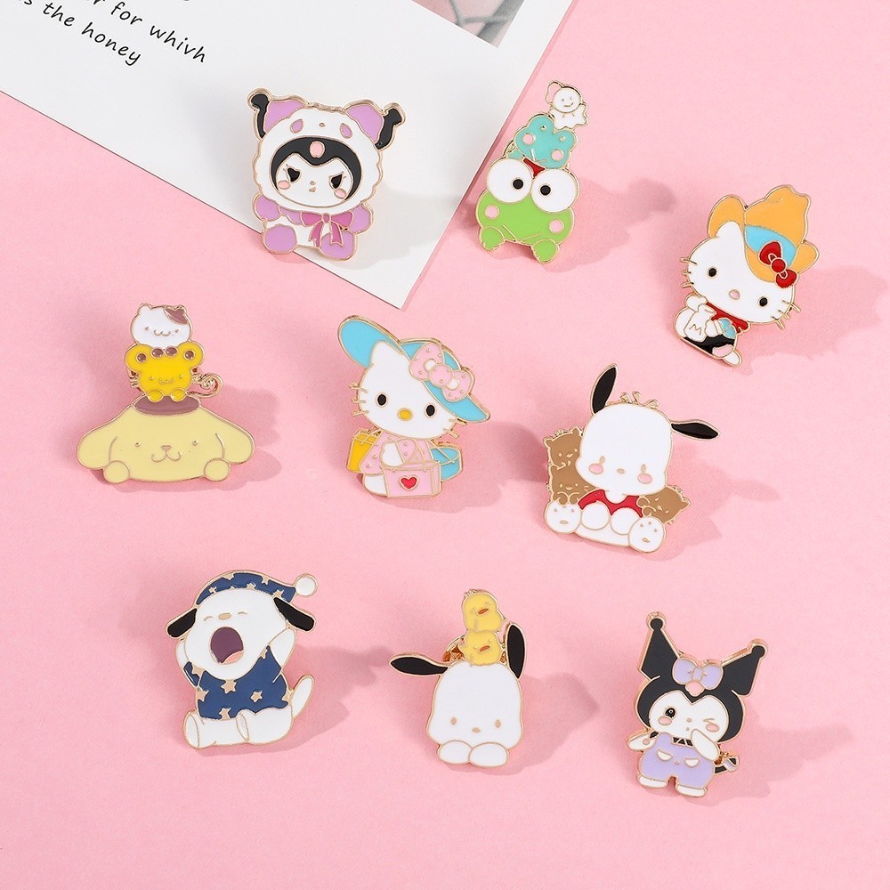 Cute Sanrio Cartoon Enamel Pins Kawaii Kulomi Alloy Brooch HelloKitty ...