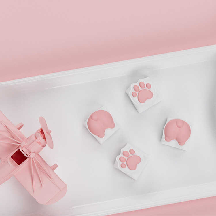 Pink Girl Cat Paw Keycap Cat Butt Keycap Keycuff Mechanical Keyboard ...