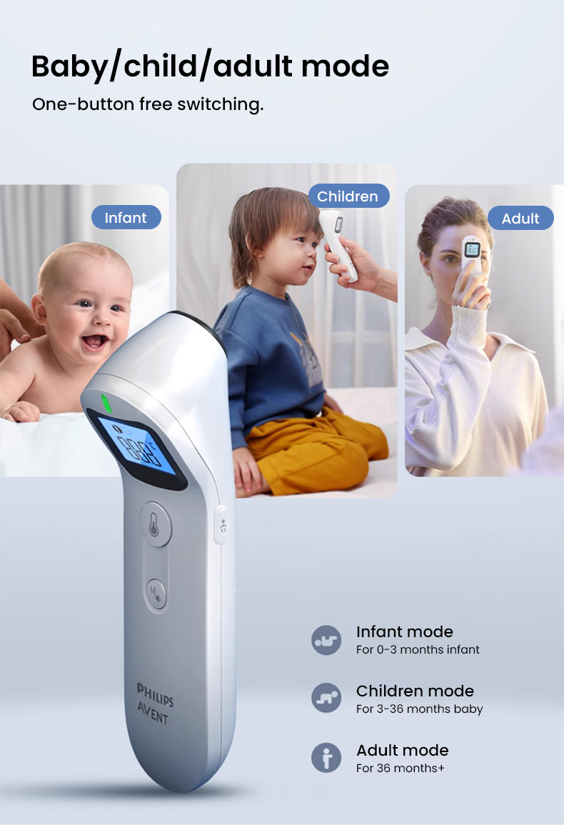 Philips Infrared Forehead Thermometer 3modes Multiple Use Battery Power ...