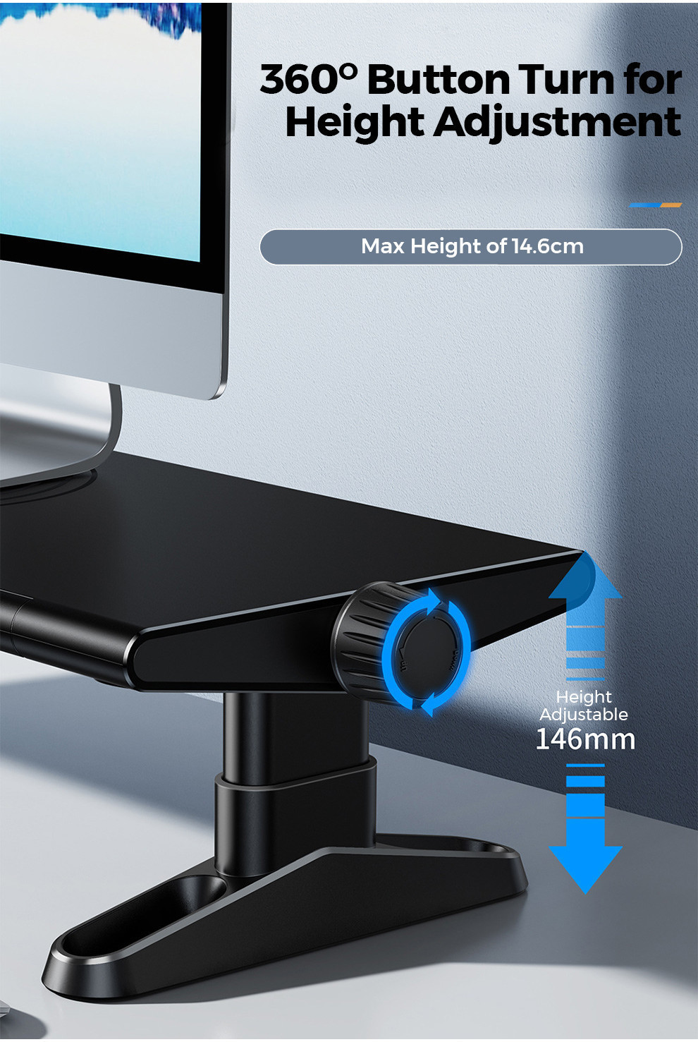 Smart Ergo Height Adjustable Monitor Stand with Handphone Holder ...