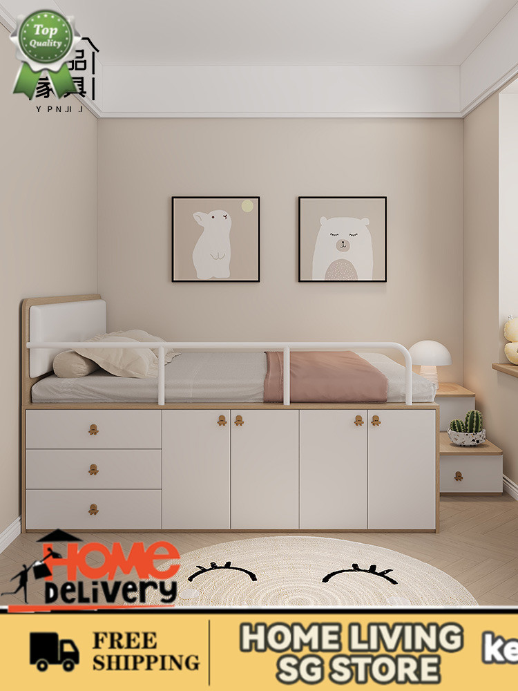 Half Height Bed High Box Storage Bed Small Apartment Tatami Children's ...
