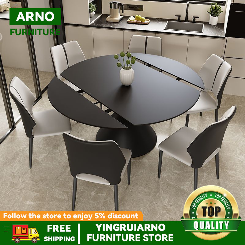 Black Rotating Extendable Dining Table Italian Small Space Dining Table ...