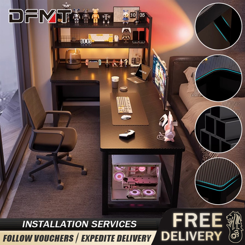 DFMT Corner Computer Table Study Desk Gaming Office Table Organizer ...